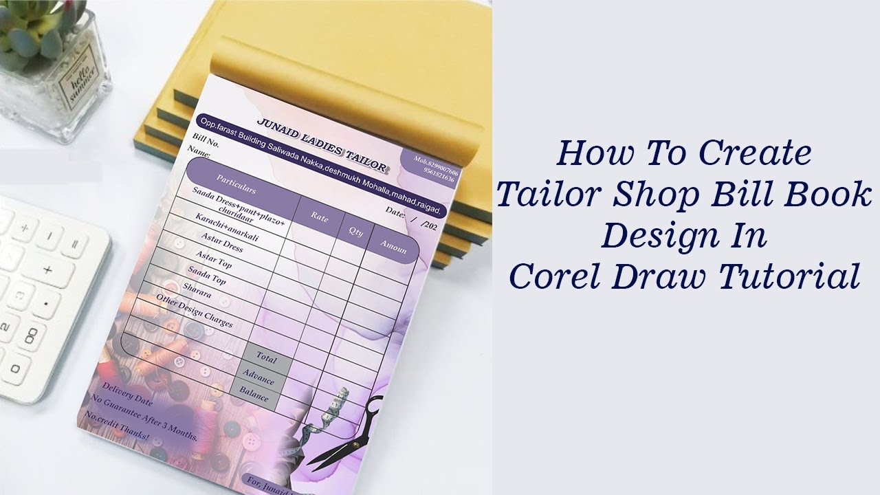 How to Tailor Shop Bill Book Design tutorial in corel draw - YouTube