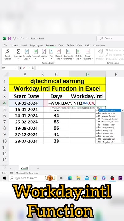 Workday.intl Function in Excel #exceltips #dataentry #exceltech #excel #tutorial2024 # ...