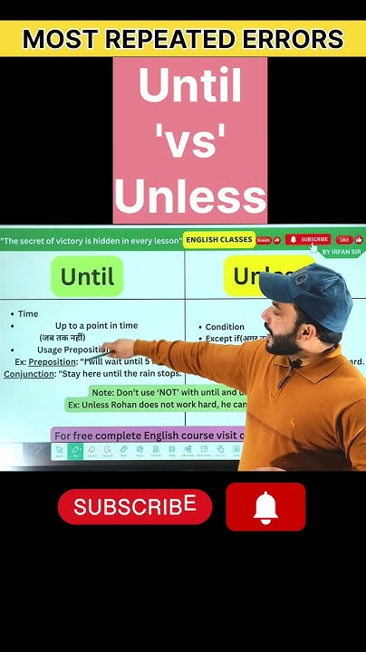 Difference between Unless and until 🤔 | English Grammar | English by Irfan Sir - YouTube