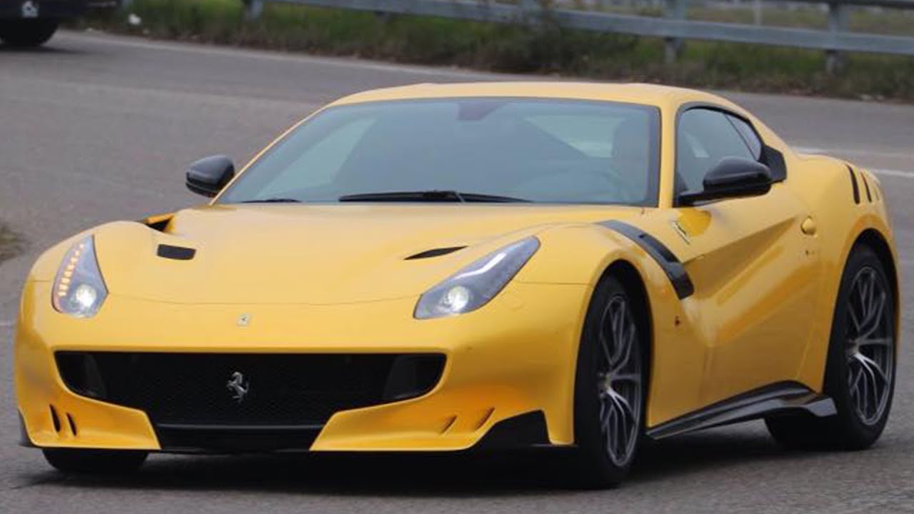 YELLOW FERRARI F12 TDF IN MARANELLO - YouTube