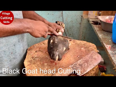 Black Goat head cutting skills | Amazing goat head cutting process ...