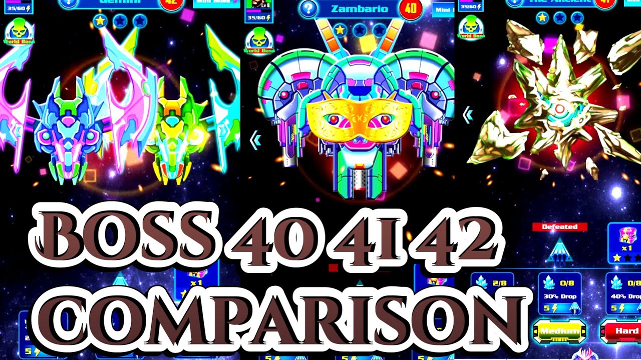 Galaxy Attack Shooting Game Comparison Of Boss 40 41 And 42 @Newapachegamers - YouTube