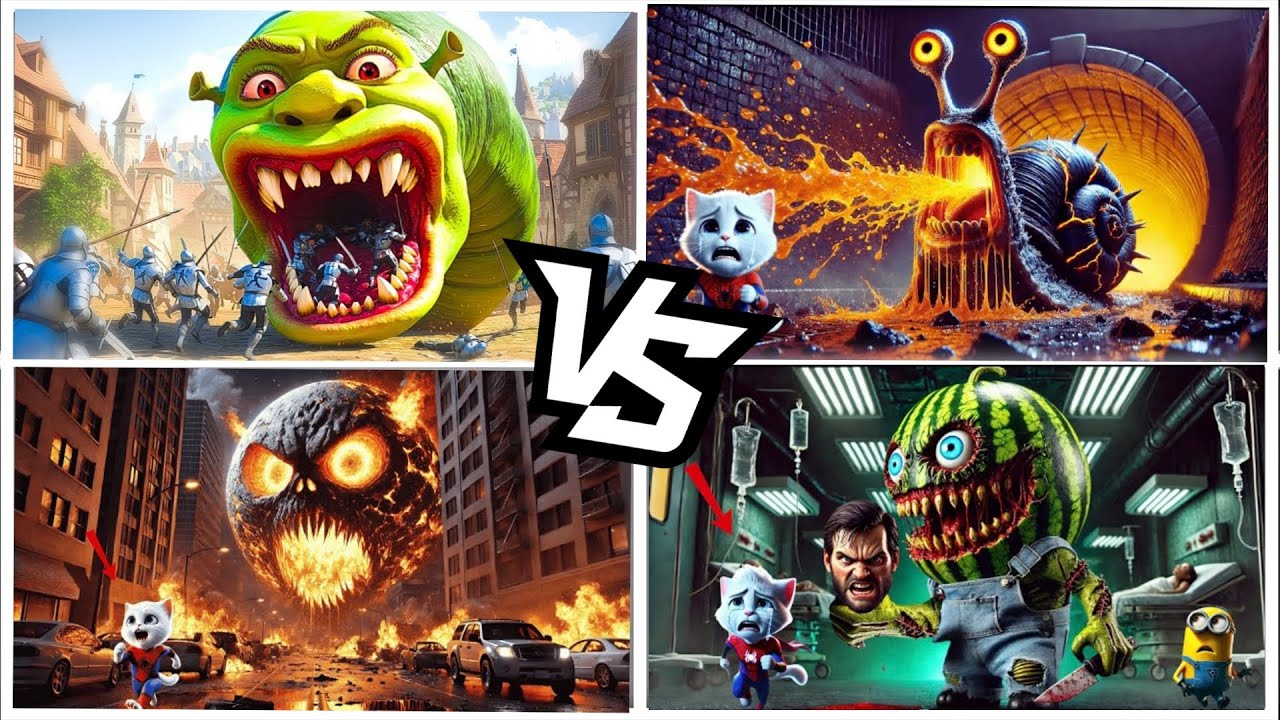 Shrek vs Snail Monster vs Lunar Moon vs Minion watermelon.TILESHOP.EXE ...