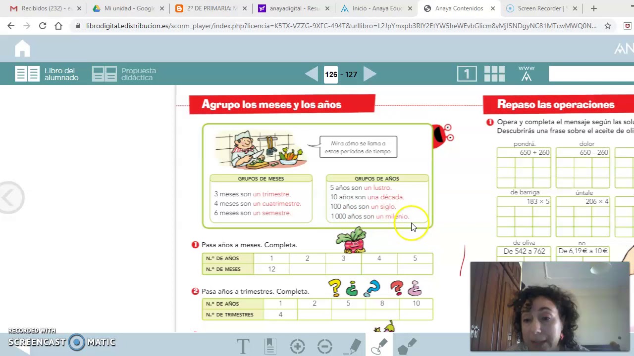 Trimestres, cuatrimestres, semestres, lustros, décadas, siglos y ...