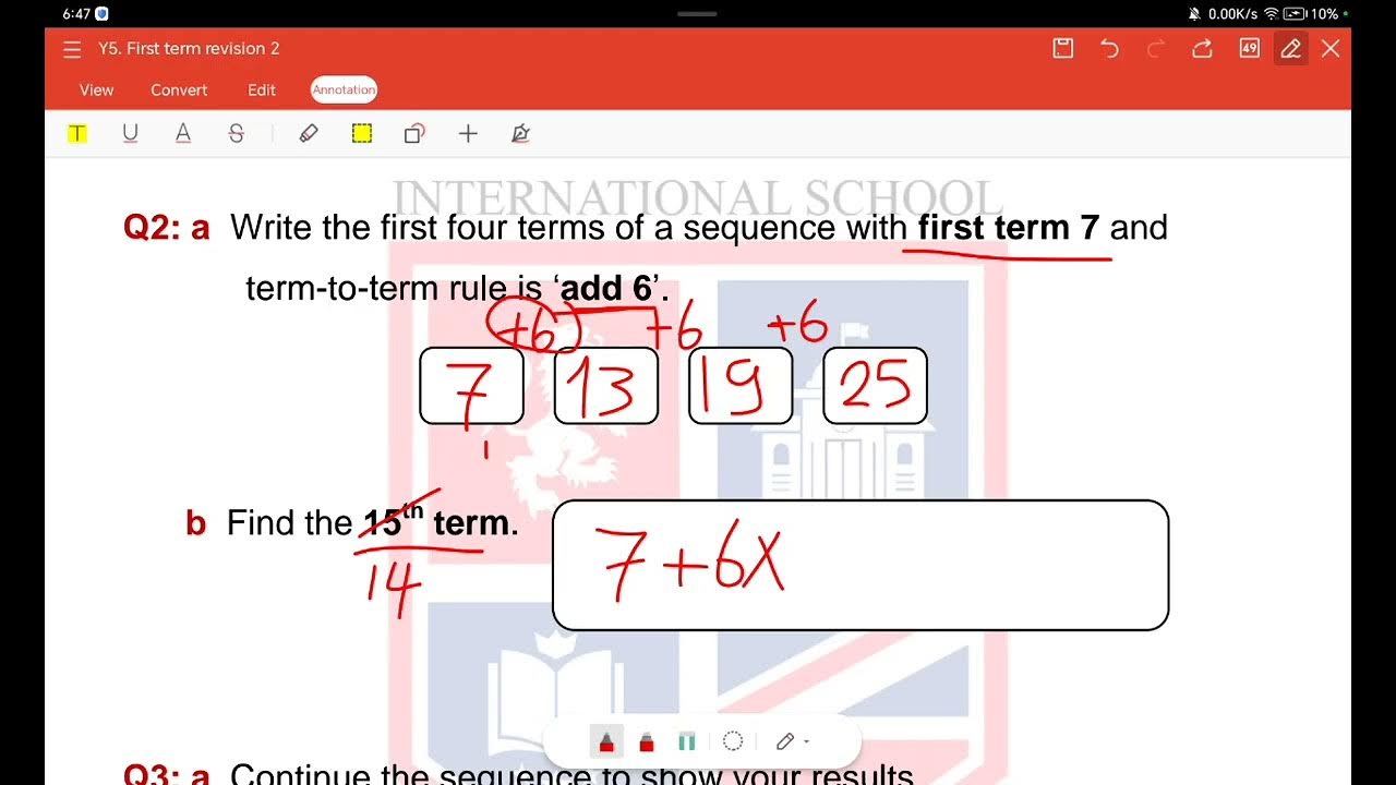 Write sequence and find positions term given the first term and term to term rule - YouTube