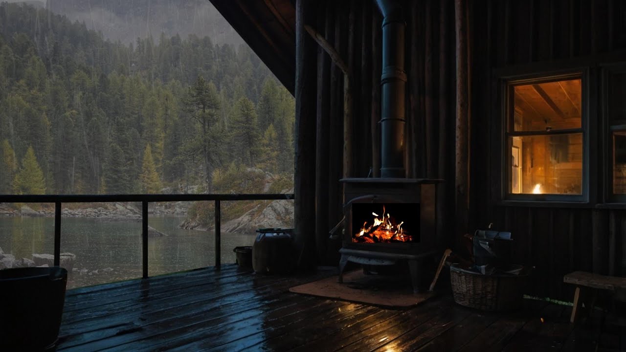 Rain Ambience Video, Cabin Rain Retreat, Relaxing Mountain Cabin ...