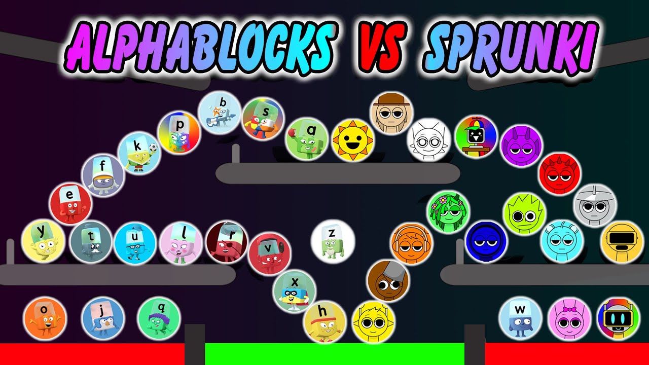 ALPHABLOCKS vs SPRUNKI in Algodoo Marble Race !! - YouTube
