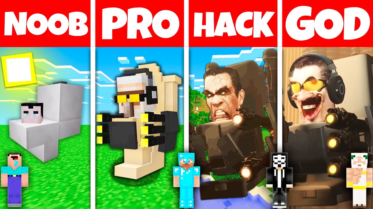 Minecraft Battle: NOOB vs PRO vs HACKER vs GOD GMANTOILET 2 BASE HOUSE ...