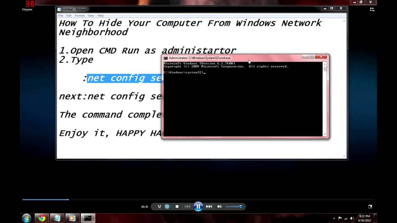 How To Hide Your Computer From Windows Network Neighborhood - YouTube
