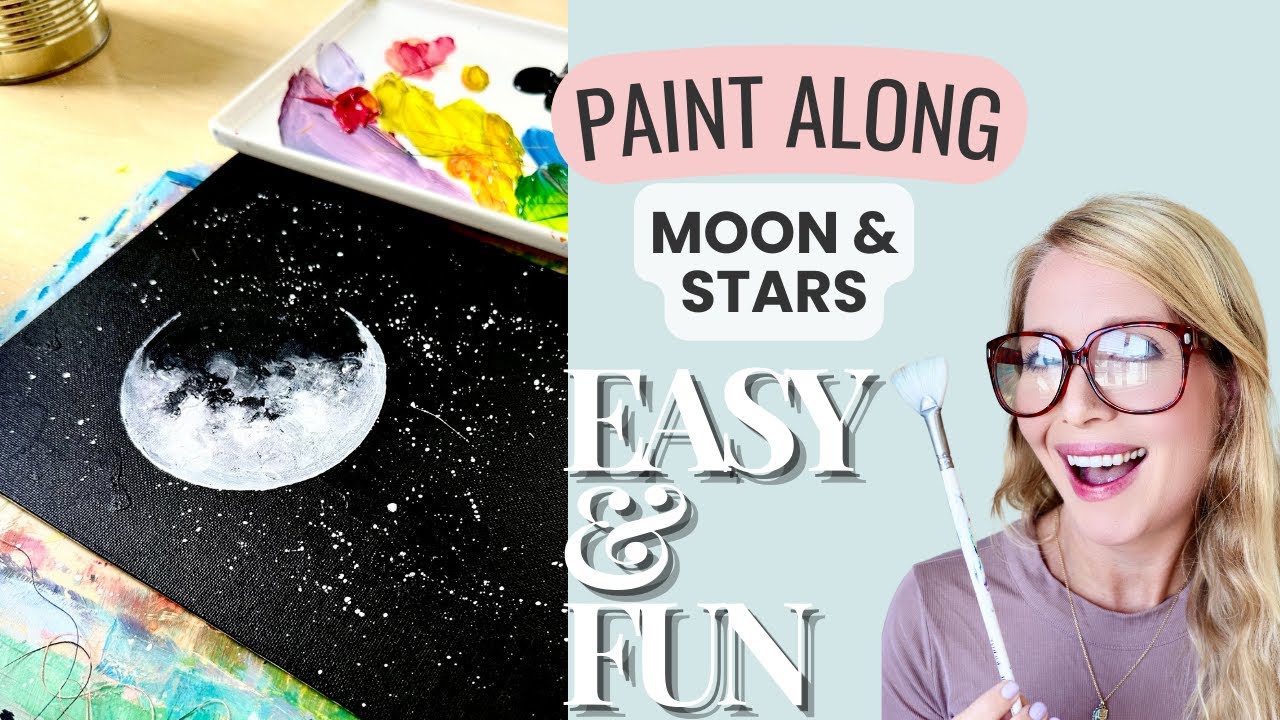 🌕 Paint a Moon and Stars Using a Can | Easy Beginner Acrylic Tutorial ...