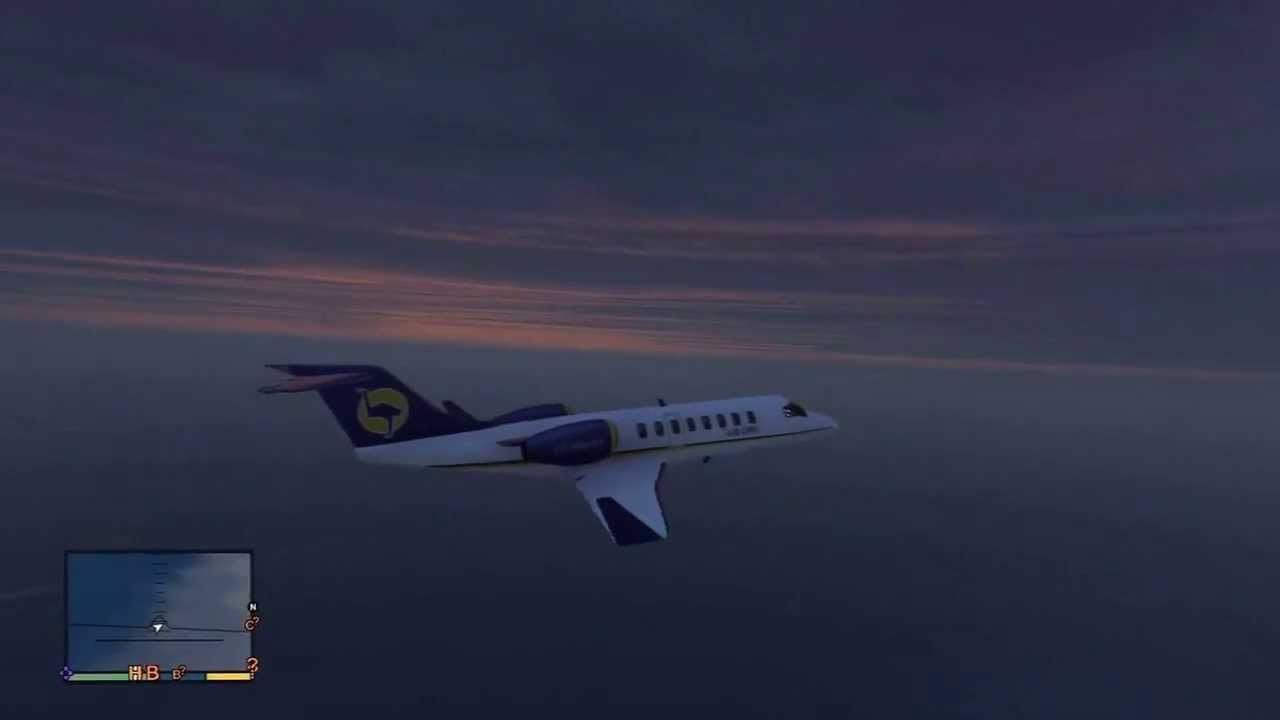 GTA V - Flying the Buckingham Shamal linear jet - YouTube