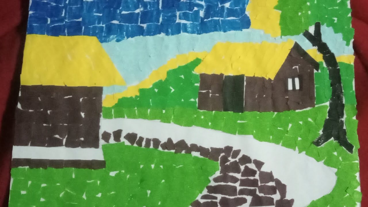 Collage || paper collage || collage making 😊 village - YouTube