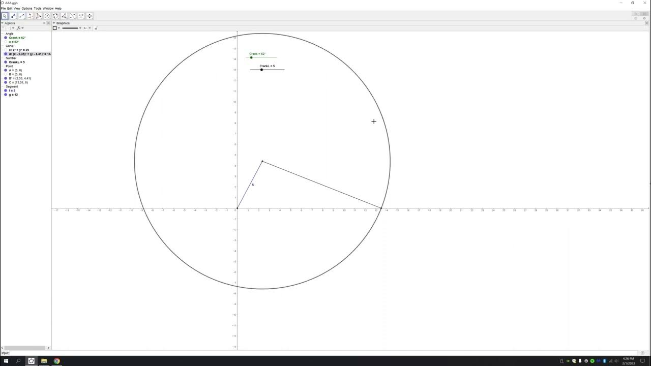 Slider Crank Mechanism Using GeoGebra - YouTube