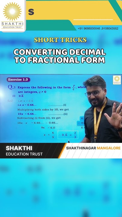 CONVERTING DECIMAL TO FRACTIONAL FORM ( SHORT TRICKS ) - YouTube