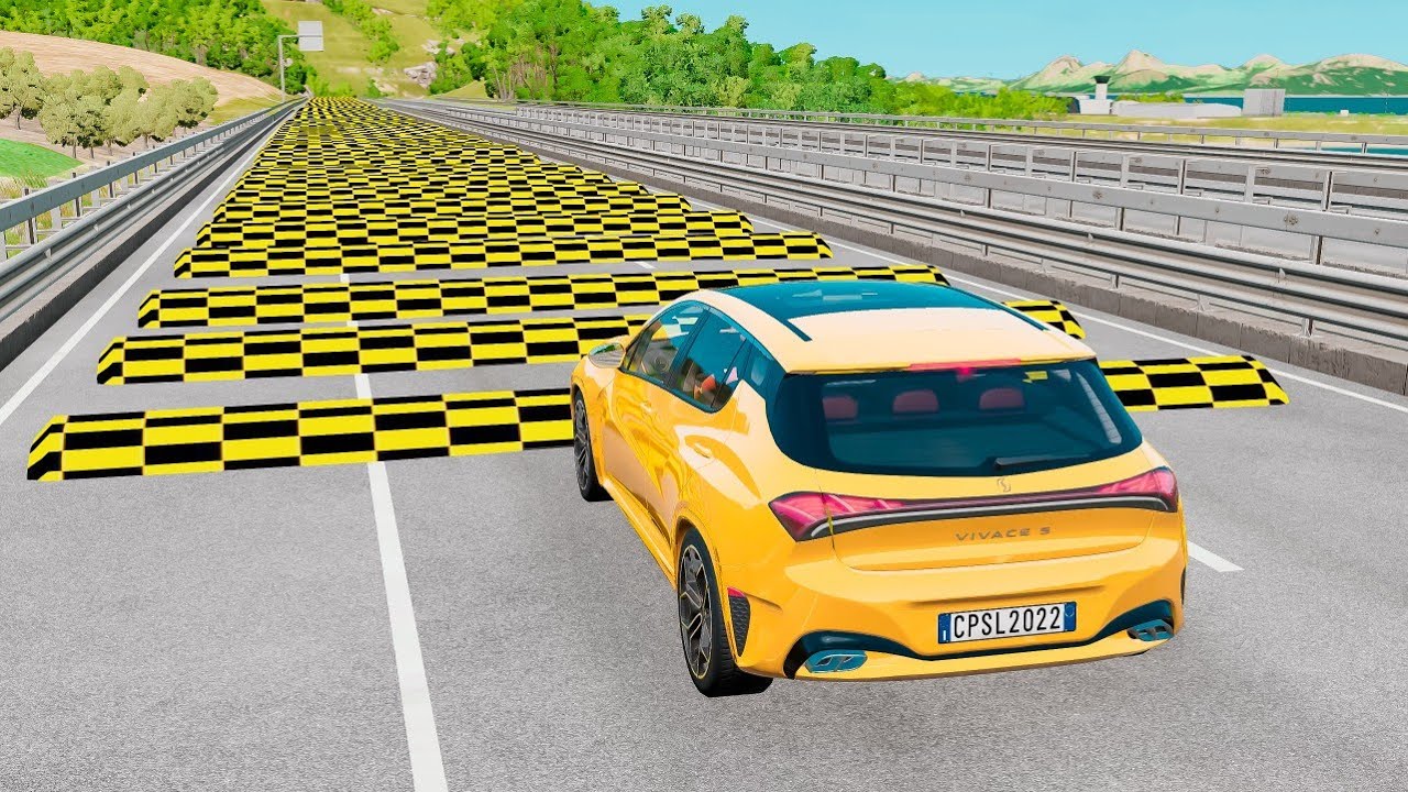 Cars Vs 200 Speed Bumps × Reverse Speed Bump - BeamNG.Drive - YouTube