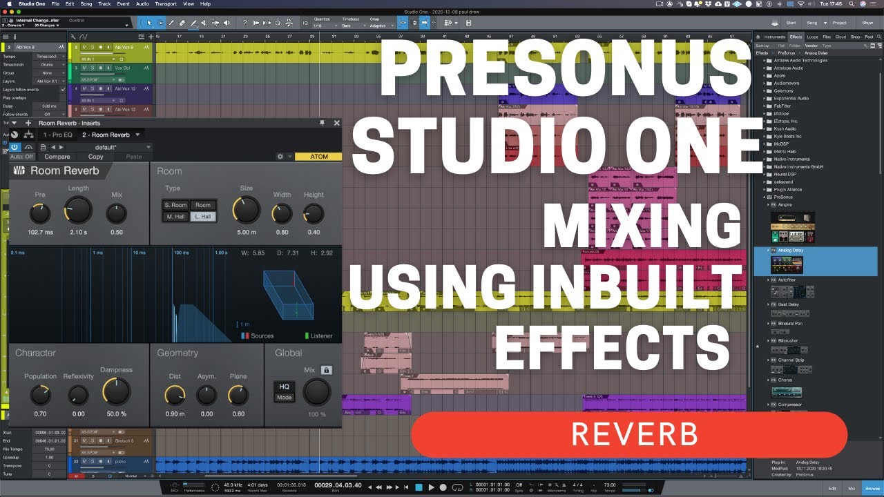 Mixing In Presonus Studio One - Vocal Reverb - YouTube