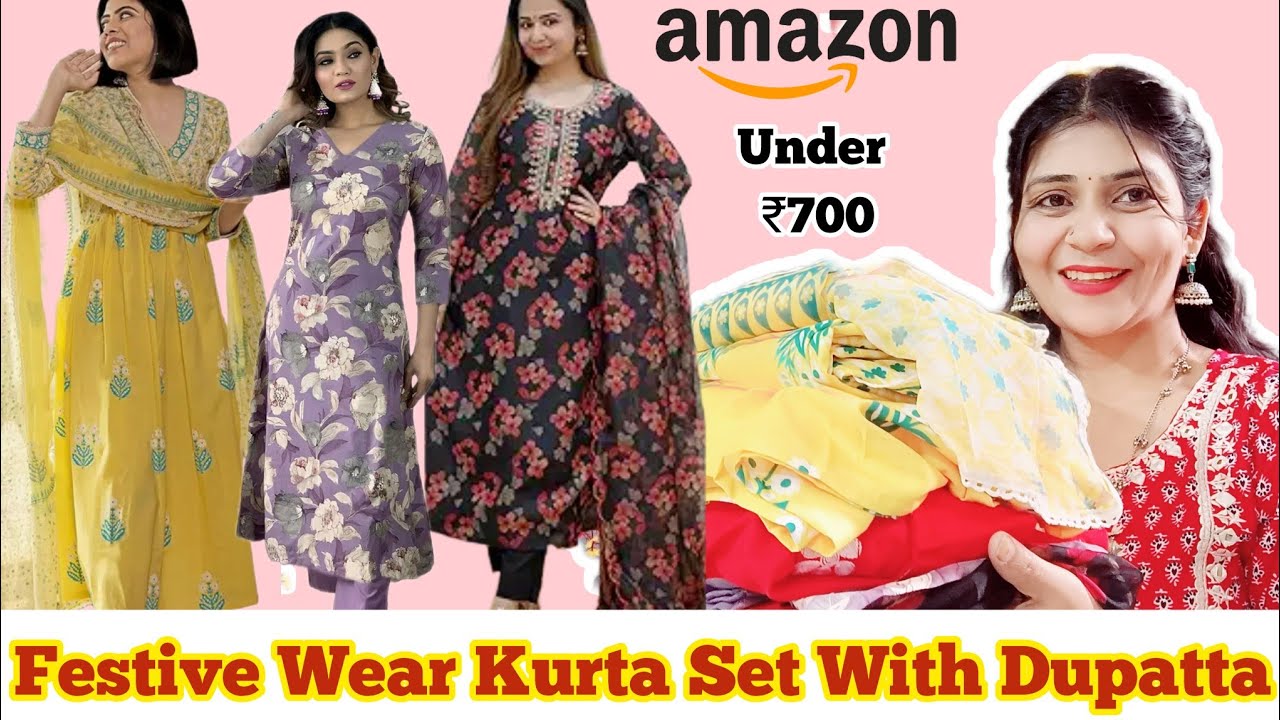 Amazon Kurta Set With Dupatta Haul 💕 Under ₹700 💕 Festive Wear ...