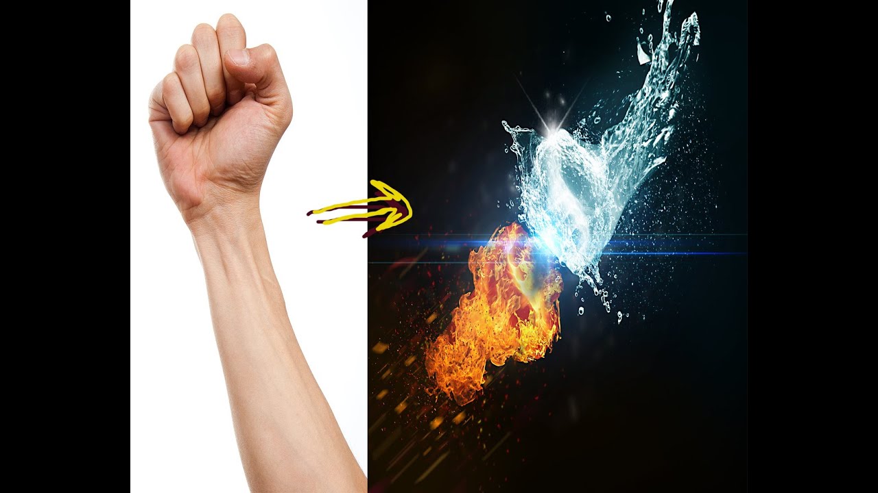 Photoshop Tutorial | water vs fire Effect - YouTube