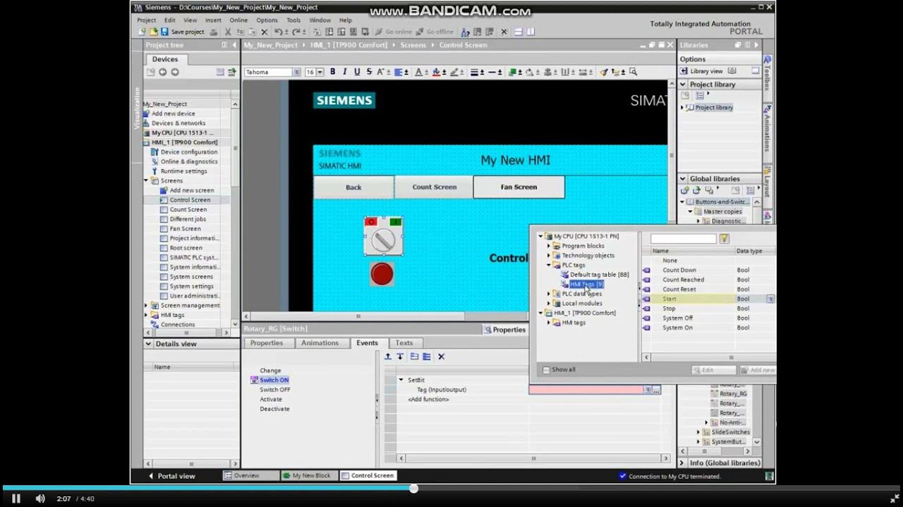 How To Insert & Configure a Switch & Pilot Light In TIA Portal # HMI - 5 Of 10 - YouTube
