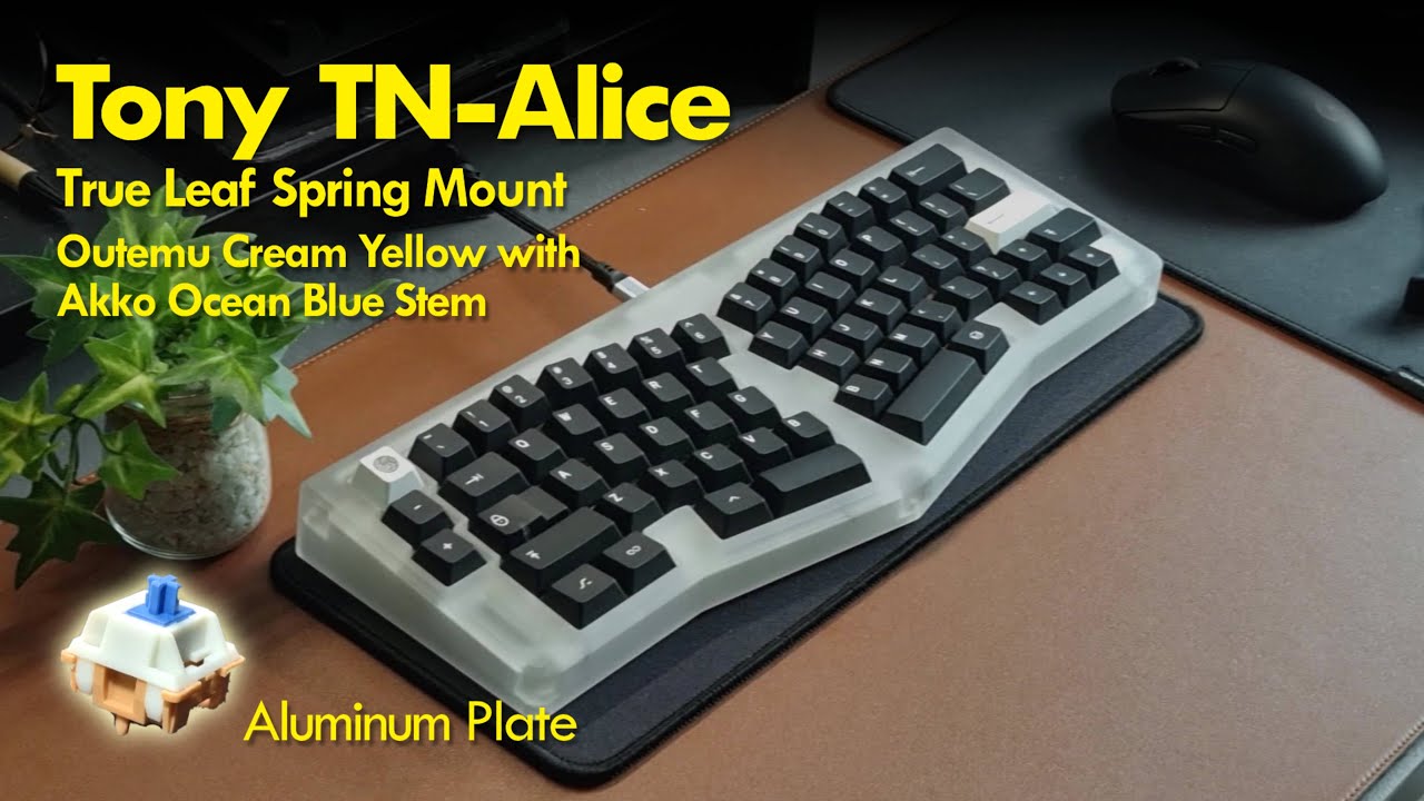 TN-Alice (TnAlice) Aluminum Plate, Outemu Cream + Akko Ocean Blue stems ...