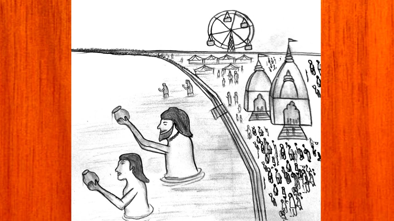 Prayagraj Maha Kumbh Mela Drawing 2025 || Kumbh Mela 2025 Drawing ...