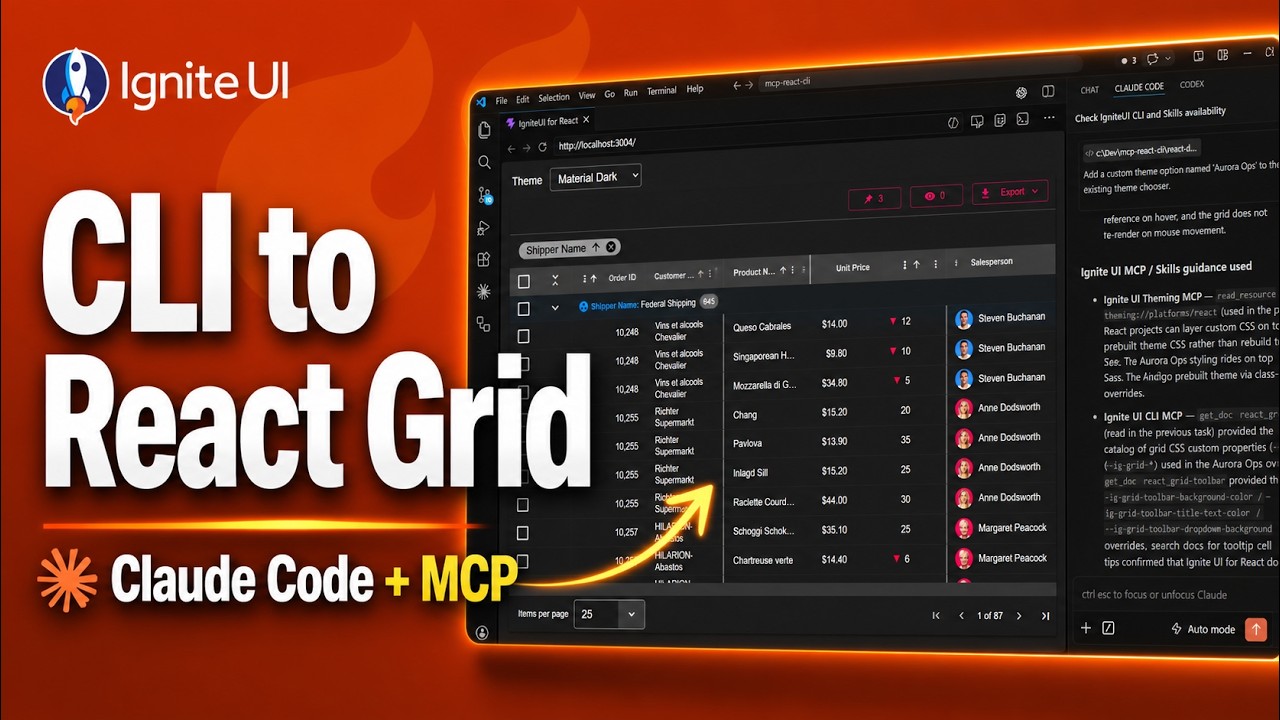 React Data Grid Tutorial: Ignite UI CLI, Claude Code & MCP - YouTube