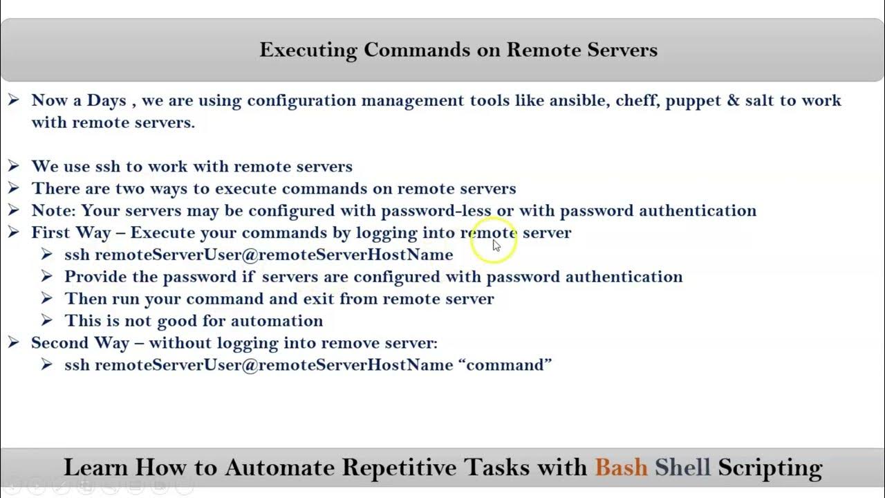Section-20: Video-1: Introduction to working with remote servers | Bash Shell Scripting - YouTube