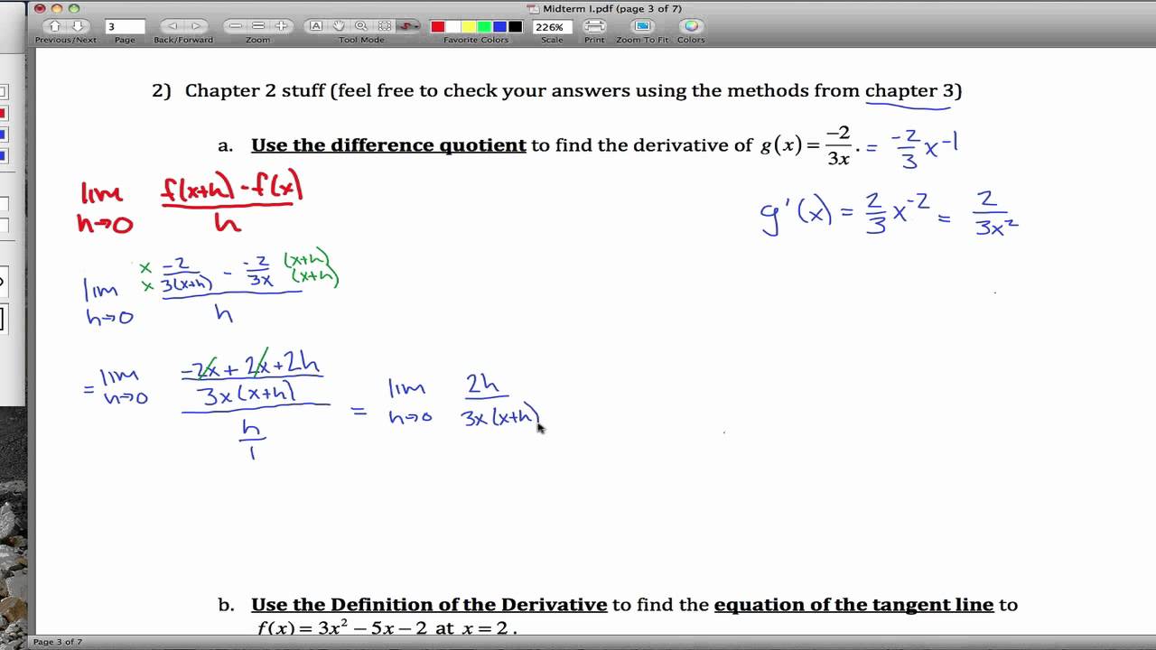 Difference quotient and Definition of Derivative question - YouTube