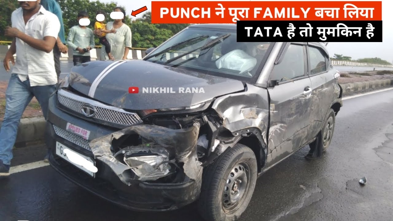 TATA का DESI RHINO 🦏 बचा लिया जान UNBELIEVABLE ACCIDENT OF TATA PUNCH SANDWICHED BETWEEN TRUCKS ...