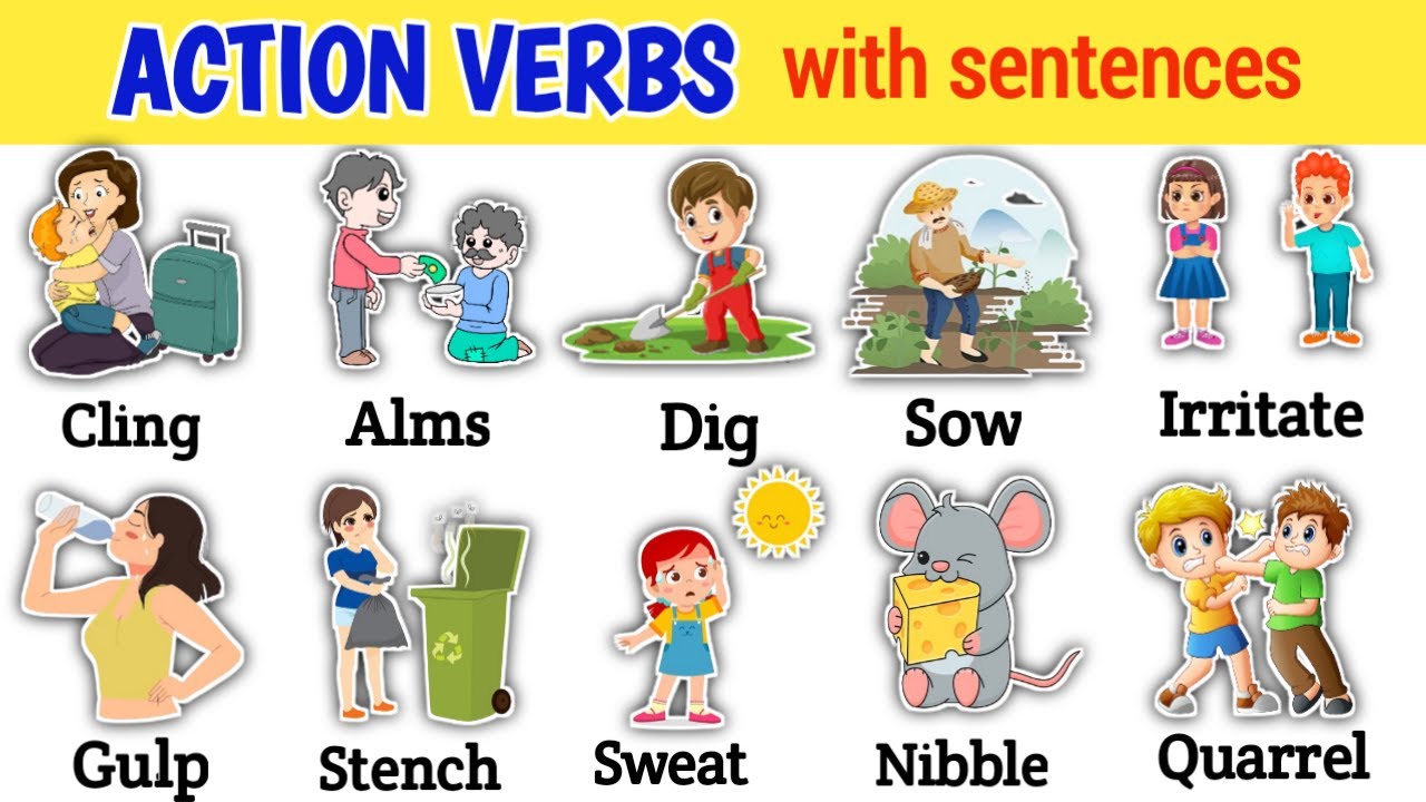 Action verbs for beginners | Action verbs with sentences | Daily use ...
