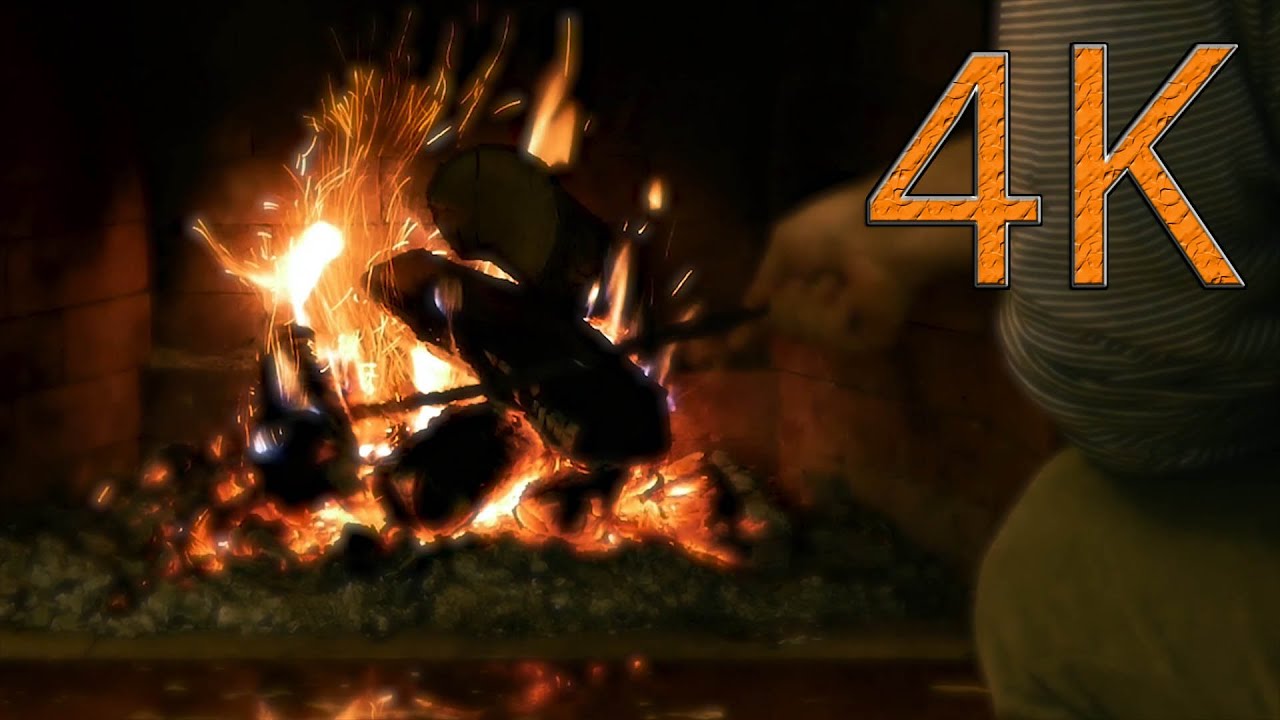 Burning Fireplace 4K Completely real-time fireplace. Relaxing Fireplace ...