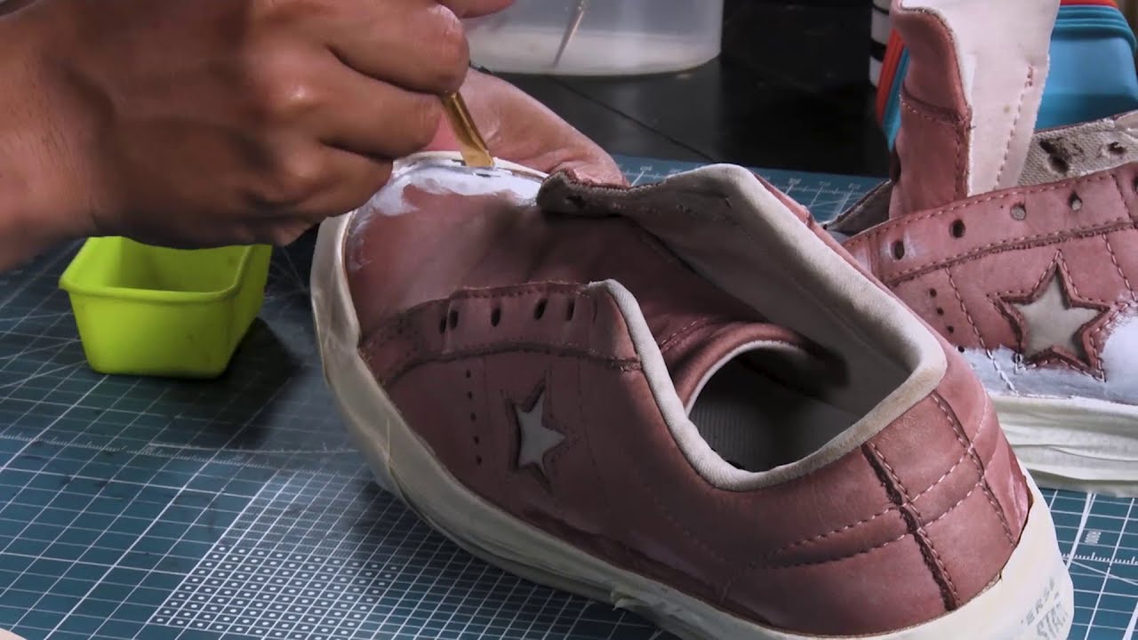 [ASMR] Pulihkan + Custom "CONVERSE LEATHER" Cartoon style - YouTube