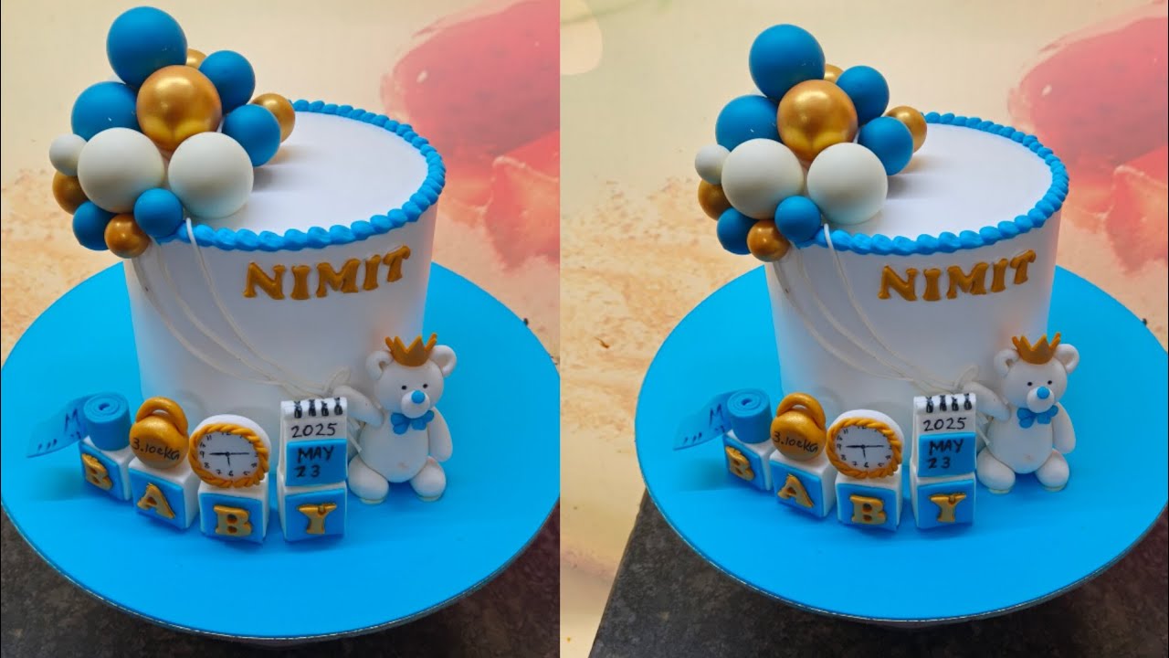 Teddy bear cake)(teddy bear baby shower cake decoration)( mix fruit ...