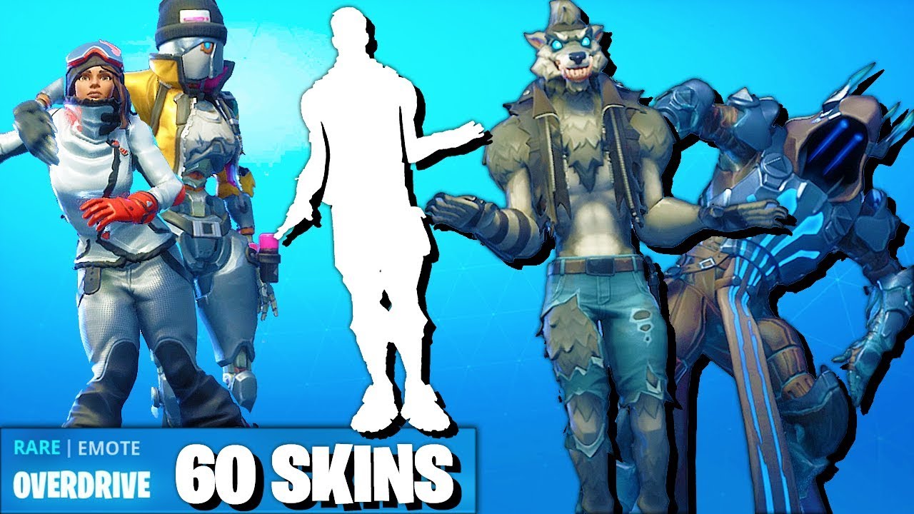 Fortnite OVERDRIVE Emote. 60 Skins dancing - YouTube