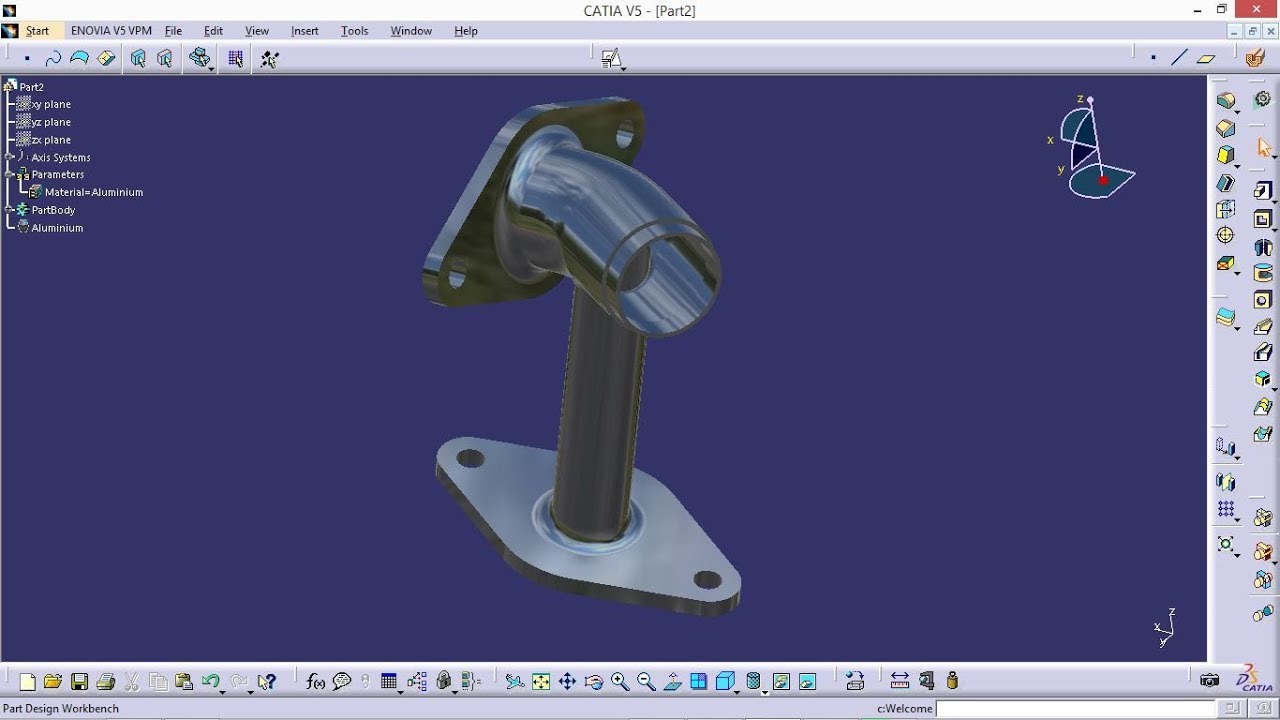 Catia Pipe Sweep Flange - YouTube
