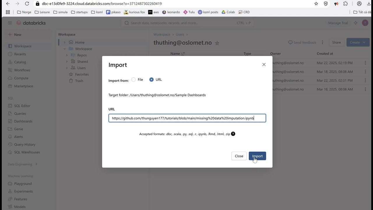 cách nhập ipython notebook, .py file,... vào databricks bằng đường link ...