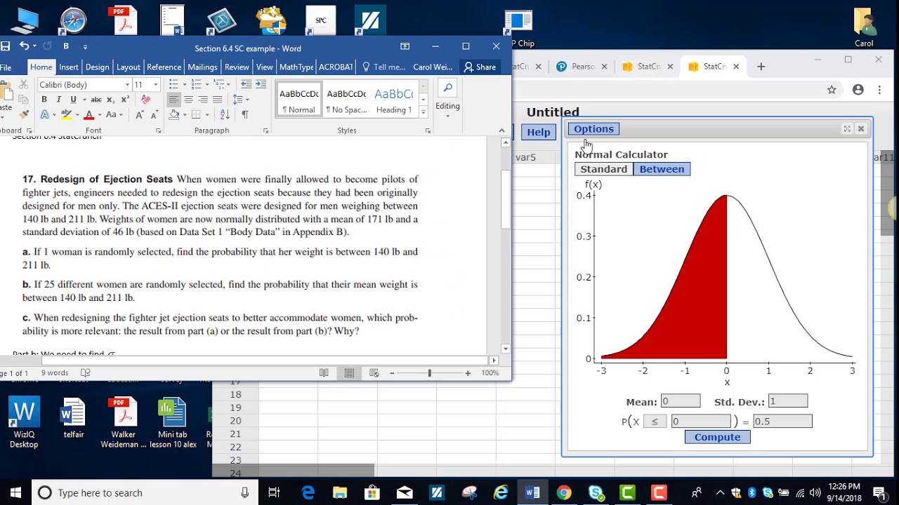 Section 6.4 StatCrunch Normal Calculator - YouTube