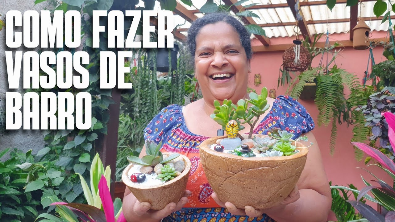 COMO FAZER VASINHOS DE BARRO GASTANDO POUCO: VASO DE BARRO E CIMENTO ...