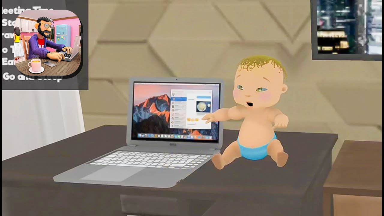 Virtual Work From Home Simulator #9 | Baby Crawling on the Desk - YouTube
