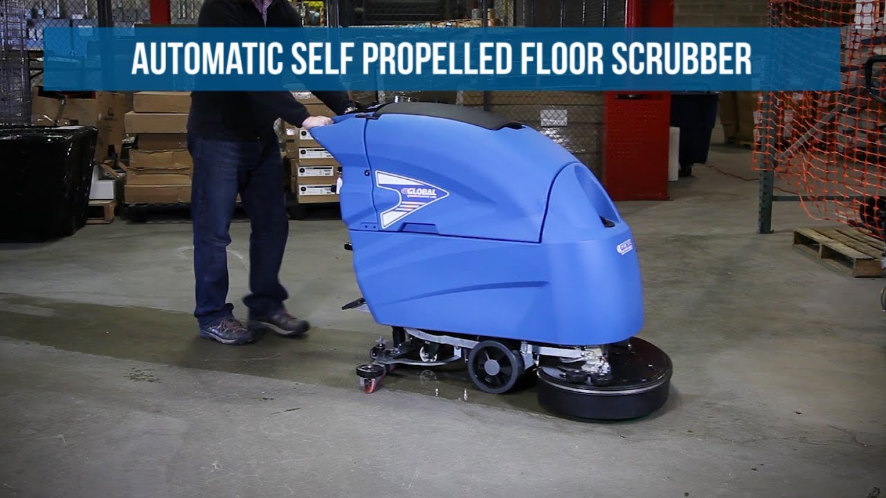 Global™ Auto Floor Scrubber 26" Cleaning Path - YouTube