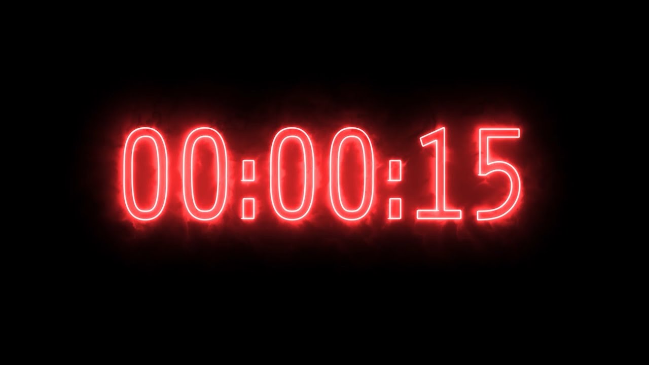 Red fire neon timer 15 seconds (stopwatch) - YouTube