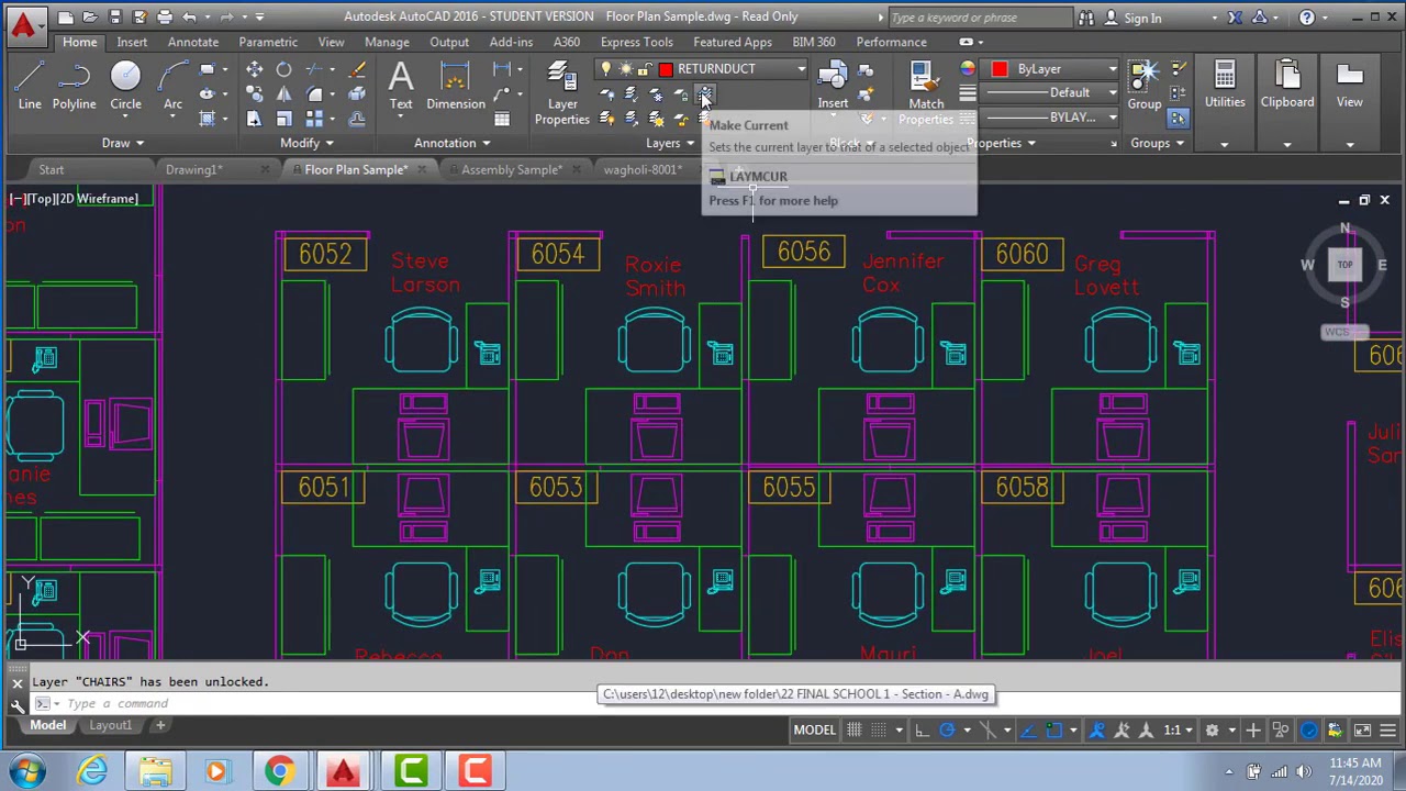 autocad layers, parametric tab - YouTube
