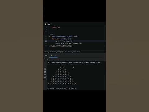 Make Palindromic Triangle Useing Python #python #shorts - YouTube