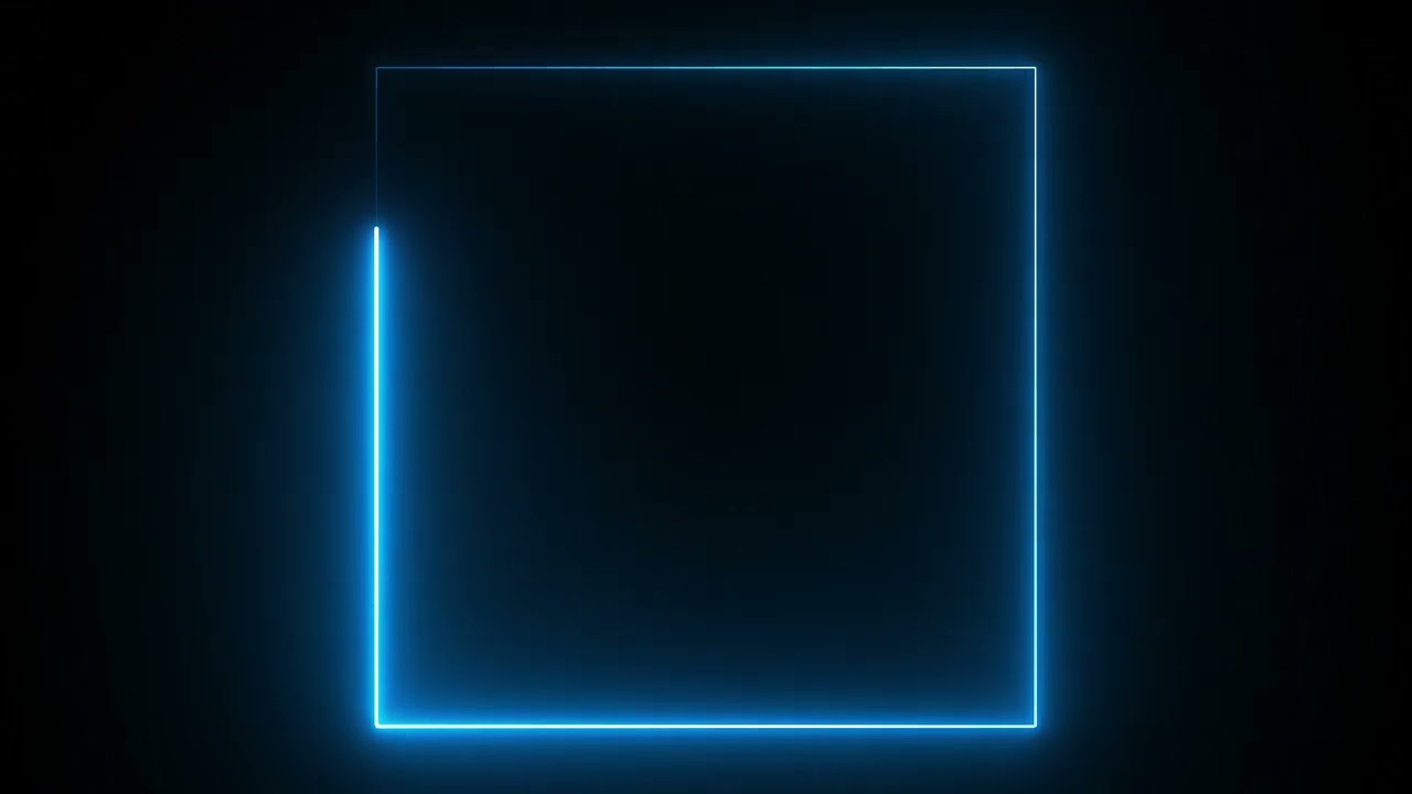 Blue Neon Square Shape Glowing Lights Frame Animation Seamless Loop ...