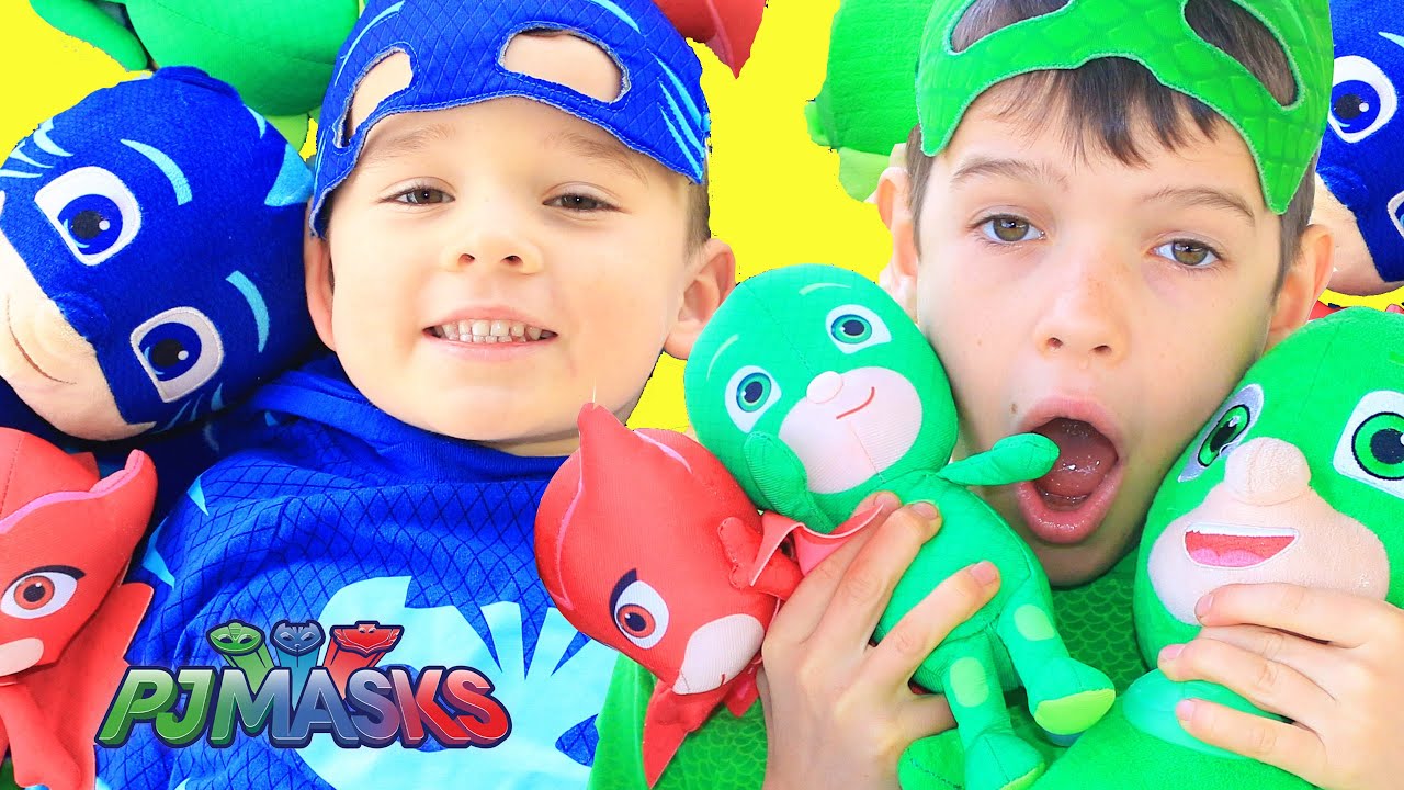 PJ Masks Too Many STUFFED ANIMALS! Gekko Owlette & Catboy ATTACK! IRL ...