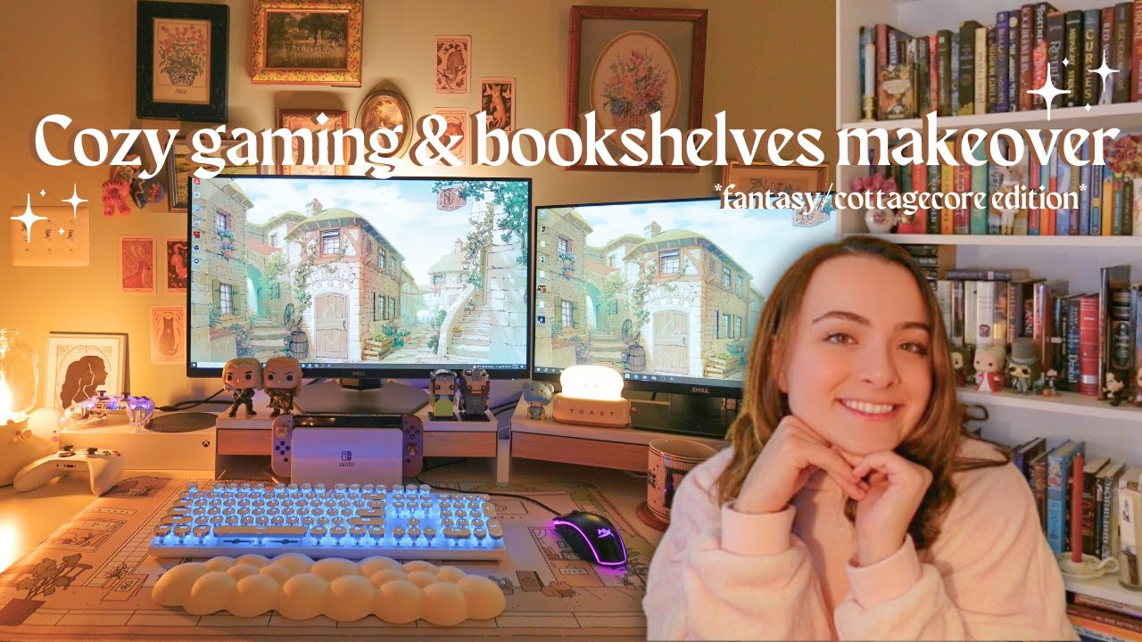 Bookshelves & cozy gaming setup makeover *fantasy inspired*📖🕯️Ikea ...