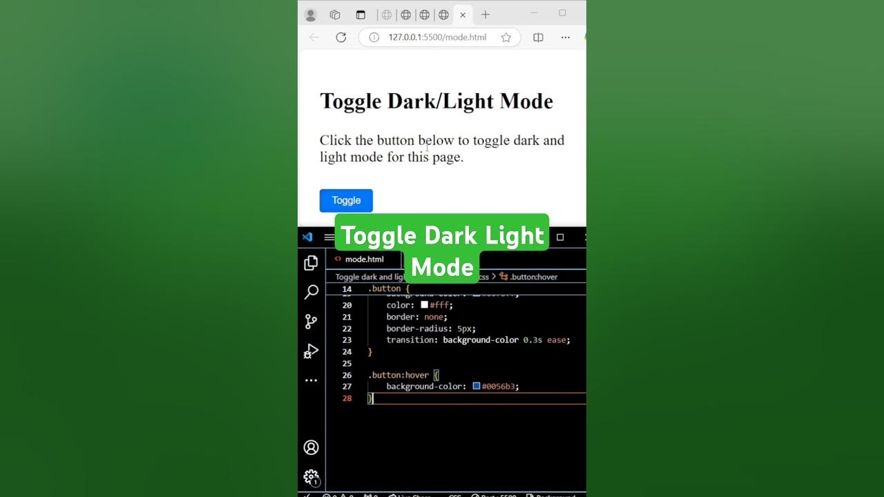 create a dark mode toggle switch/button in 60 sec | html CSS! #shorts #shortsfeed #youtubeshorts ...