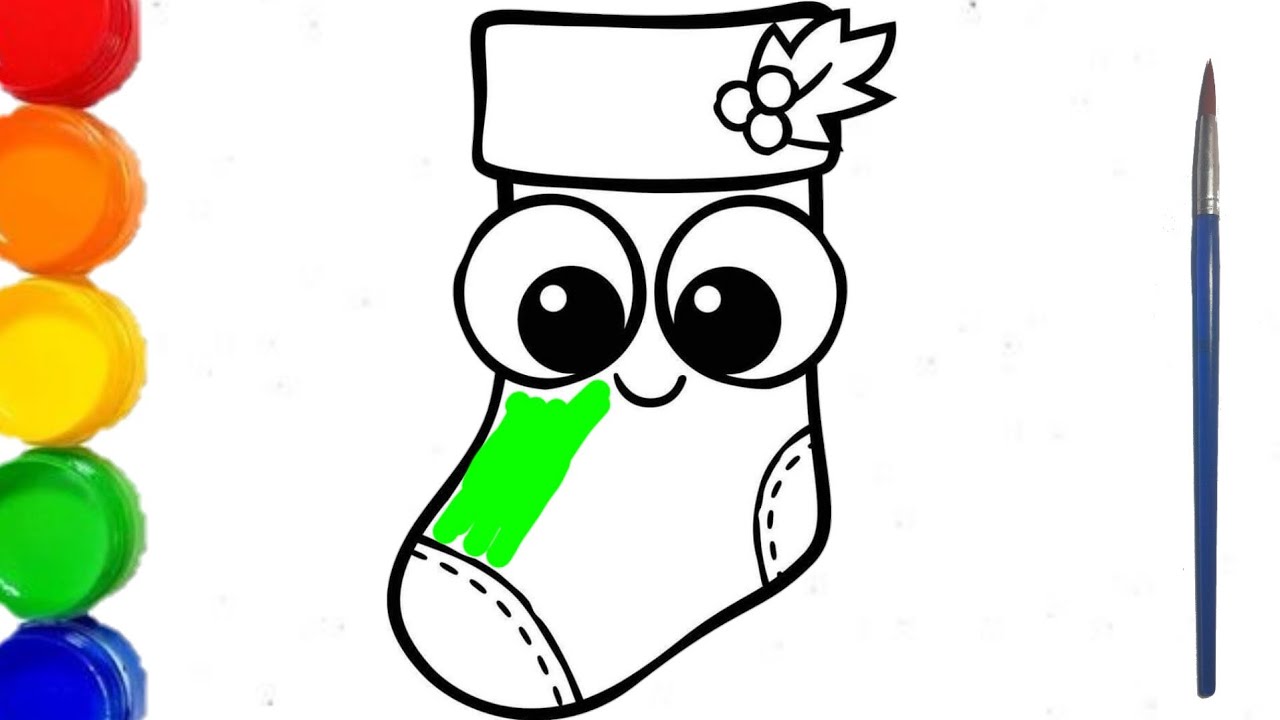 How to draw Christmas Socks for kids and toddlers - YouTube