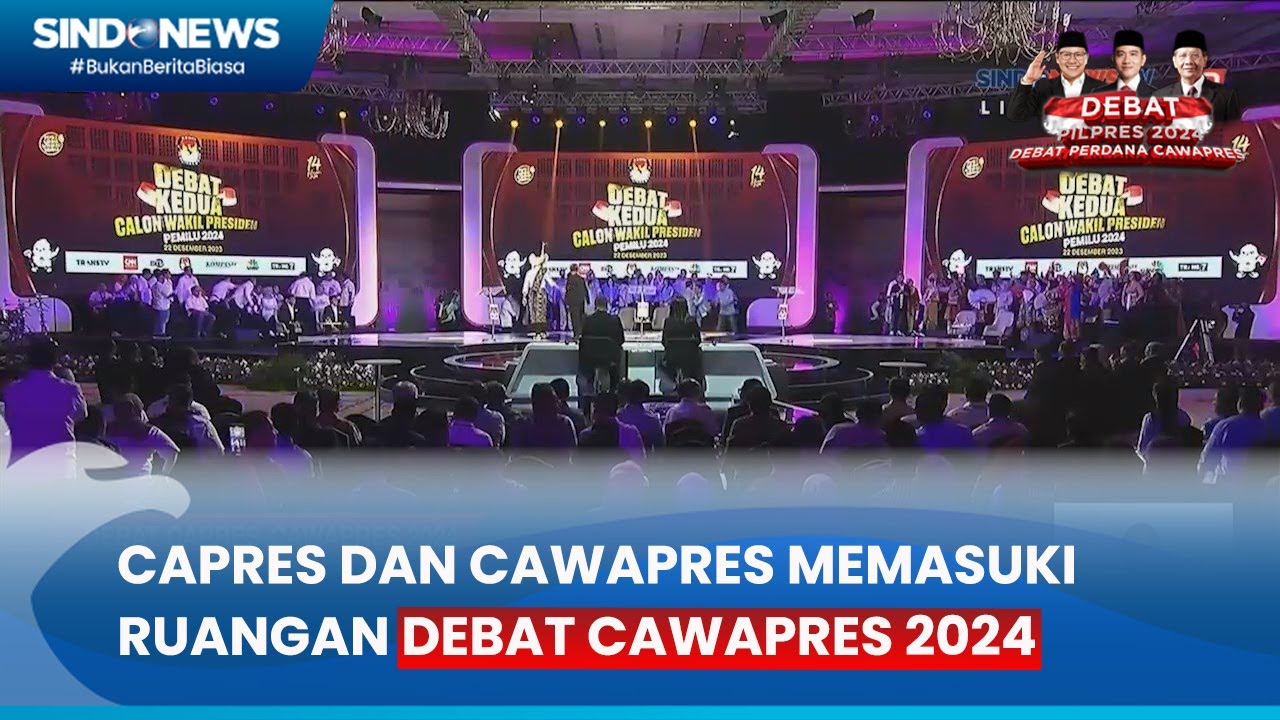 Ketiga Capres dan Cawapres Pilpres 2024 Memasuki Ruangan Debat Cawapres ...