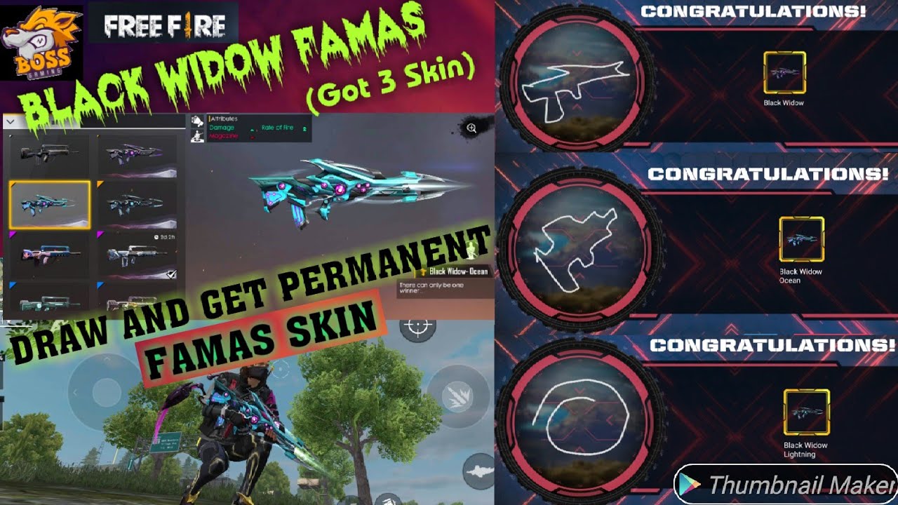BOSS Gaming : Black Widow Famas Skins.(How to Draw Famas) - YouTube